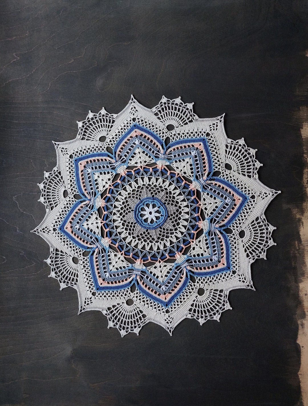 Blue White Beige Mixed Doily, Crochet Star Multicolored, Grey, Crochet ...