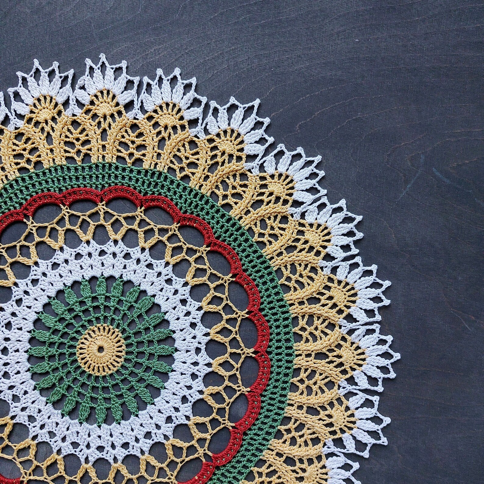 Round Doilies Napkin Bohemian Decor, Crochet Doily Yellow Green Flower ...