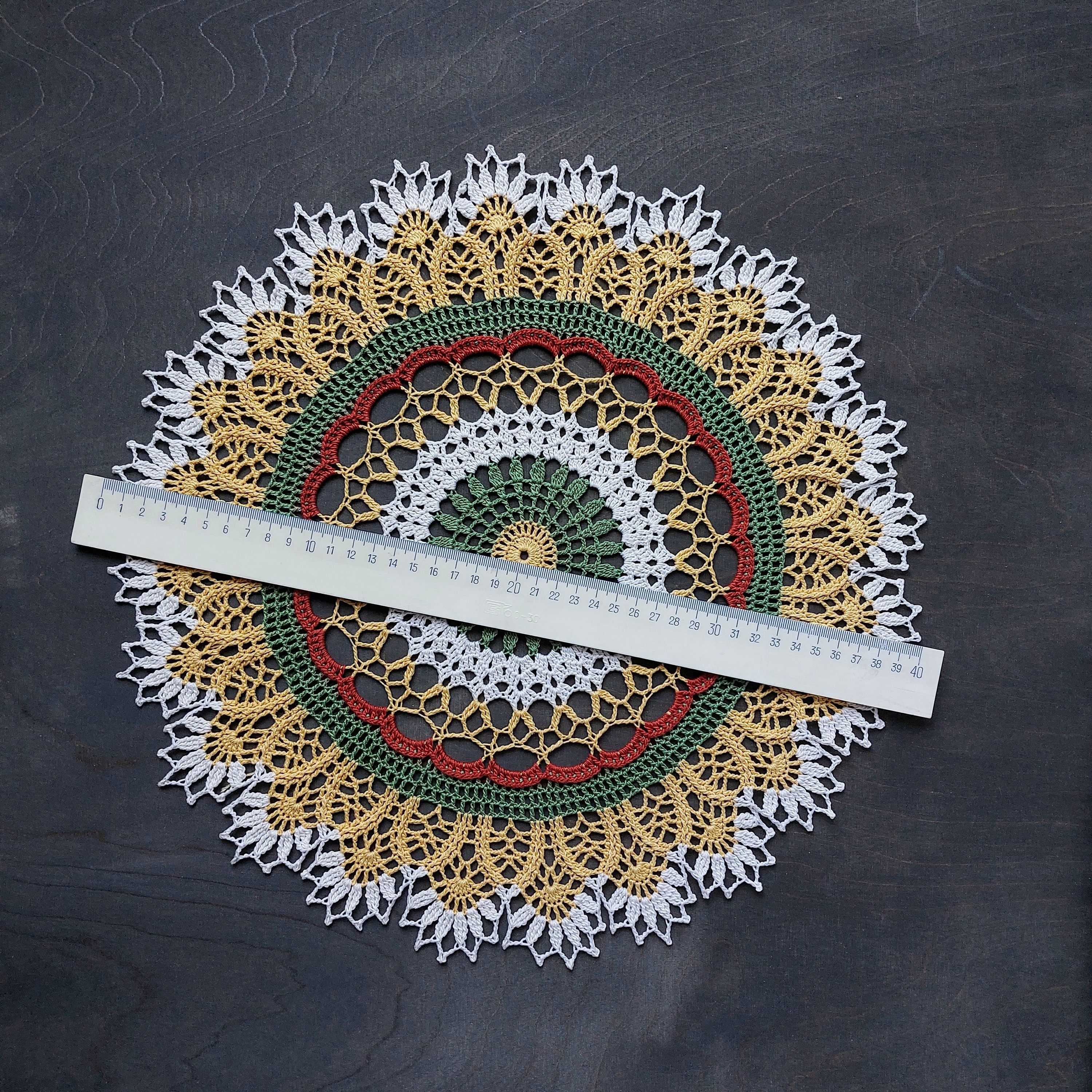 Round Doilies Napkin Bohemian Decor, Crochet Doily Yellow Green Flower ...
