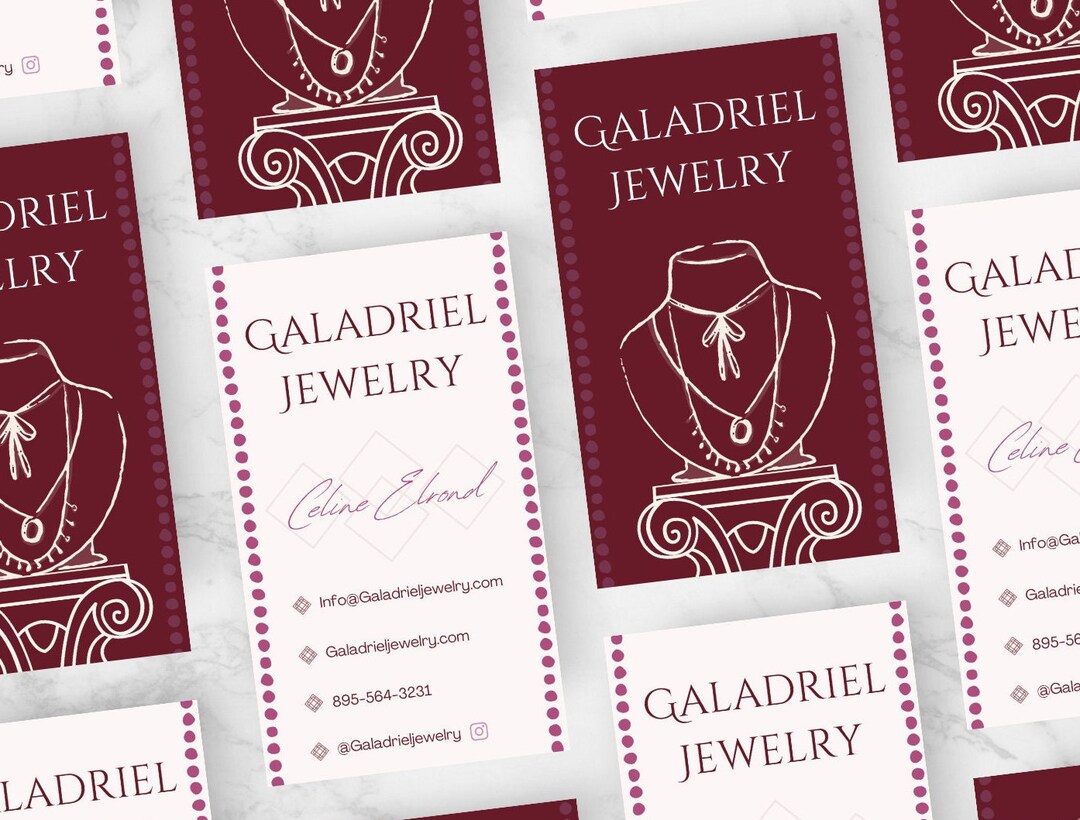 Business Card for Jewelry Maker, Jewellery Shop Business Card, Editable ...