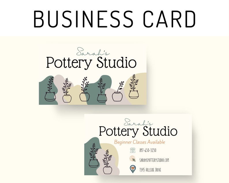 Pottery Studio Business Card Design, Ceramic Business Card, Pottery ...