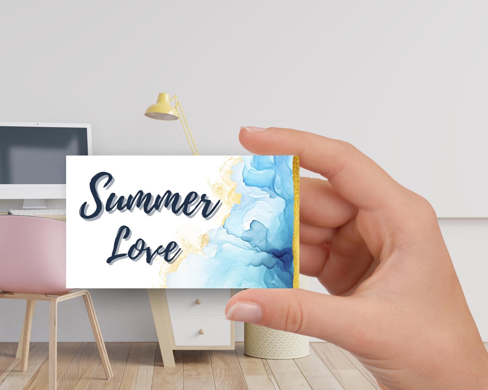 Blue and Gold Business Card, Abstract Blue Business Card, Blue Pattern ...