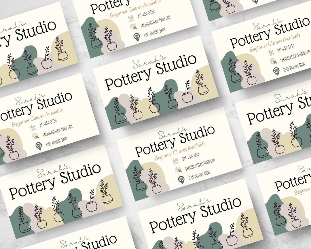 Pottery Studio Business Card Design, Ceramic Business Card, Pottery ...