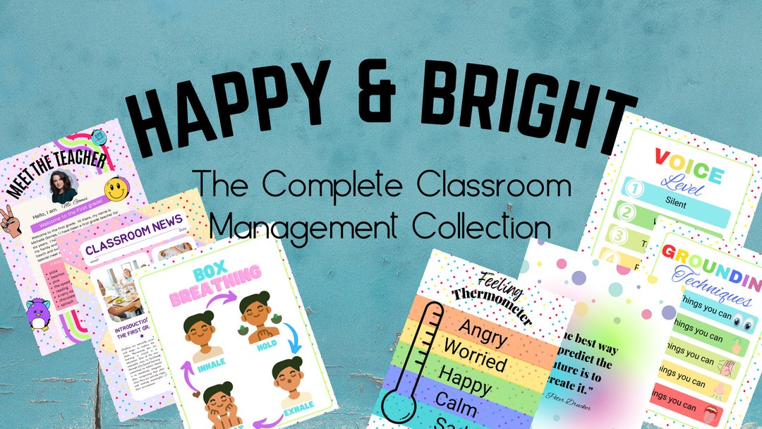 Editable Classroom Management Printable Bundle Happy and Bright Growth ...