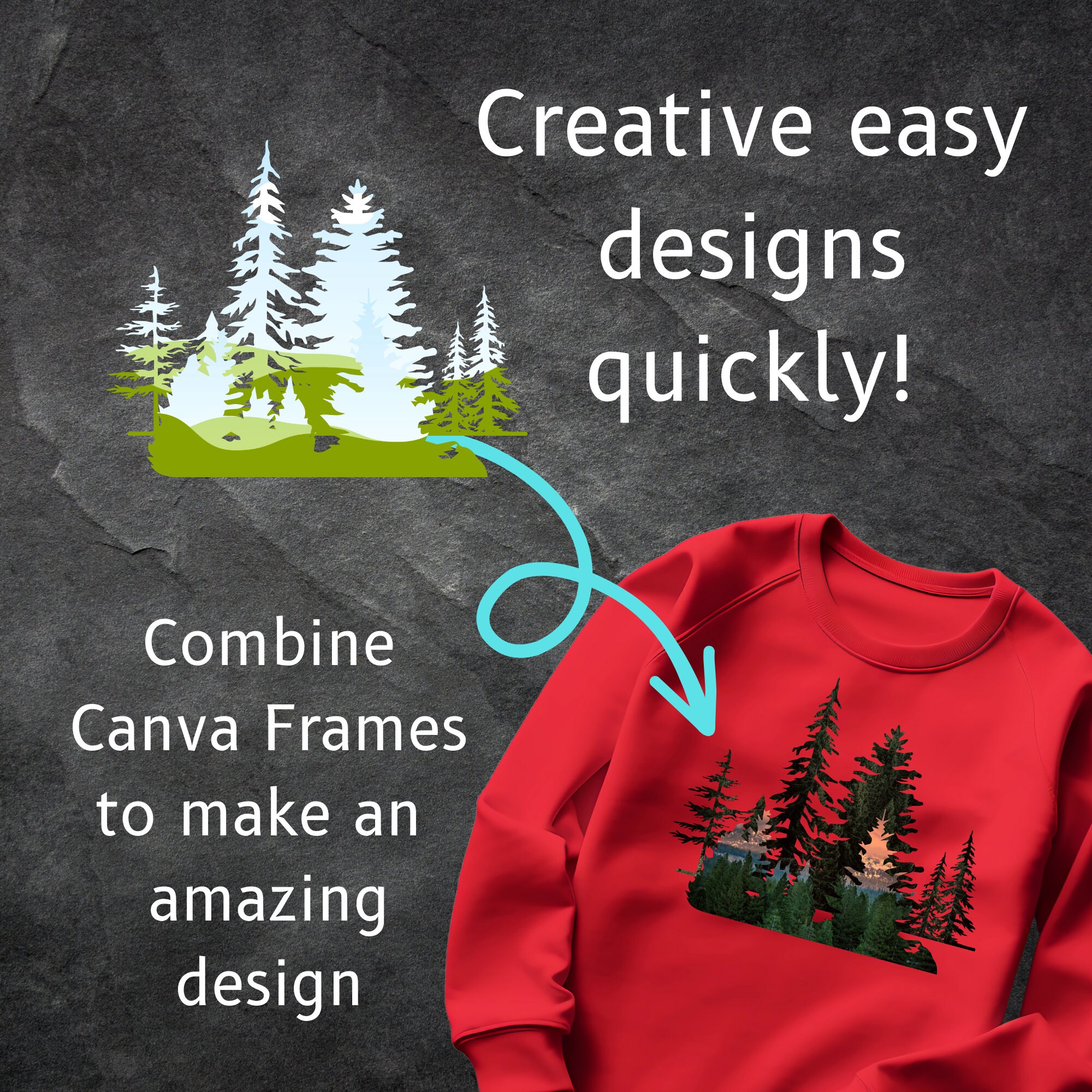 Beautiful Pine Tree Canva Frames Bundle Drag and Drop Season Editable ...