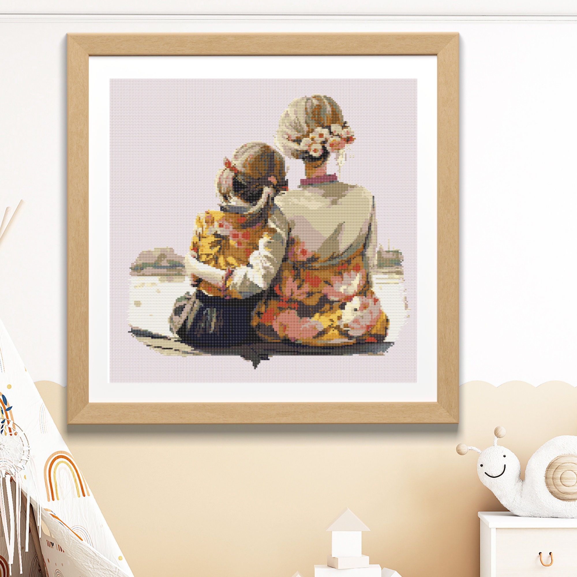 Cross Stitch Pattern Mother Daughter Cross Stitch Pattern, Gift for Mom ...