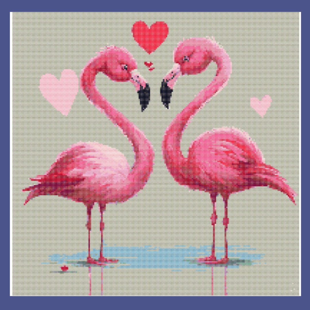 Cross Stitch Pattern - Valentine Flamingo - DIY Cross Stitch - Gift for ...