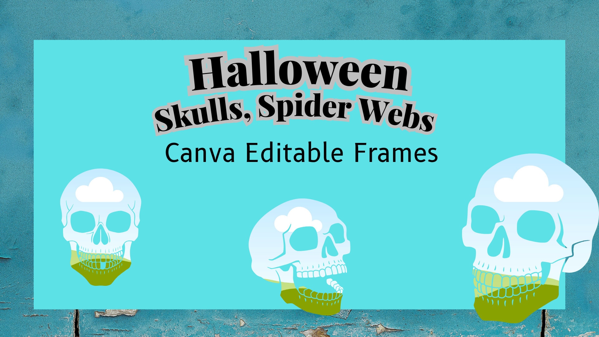 Halloween Skulls and Spider Webs Canva Frames Bundle Drag and Drop ...