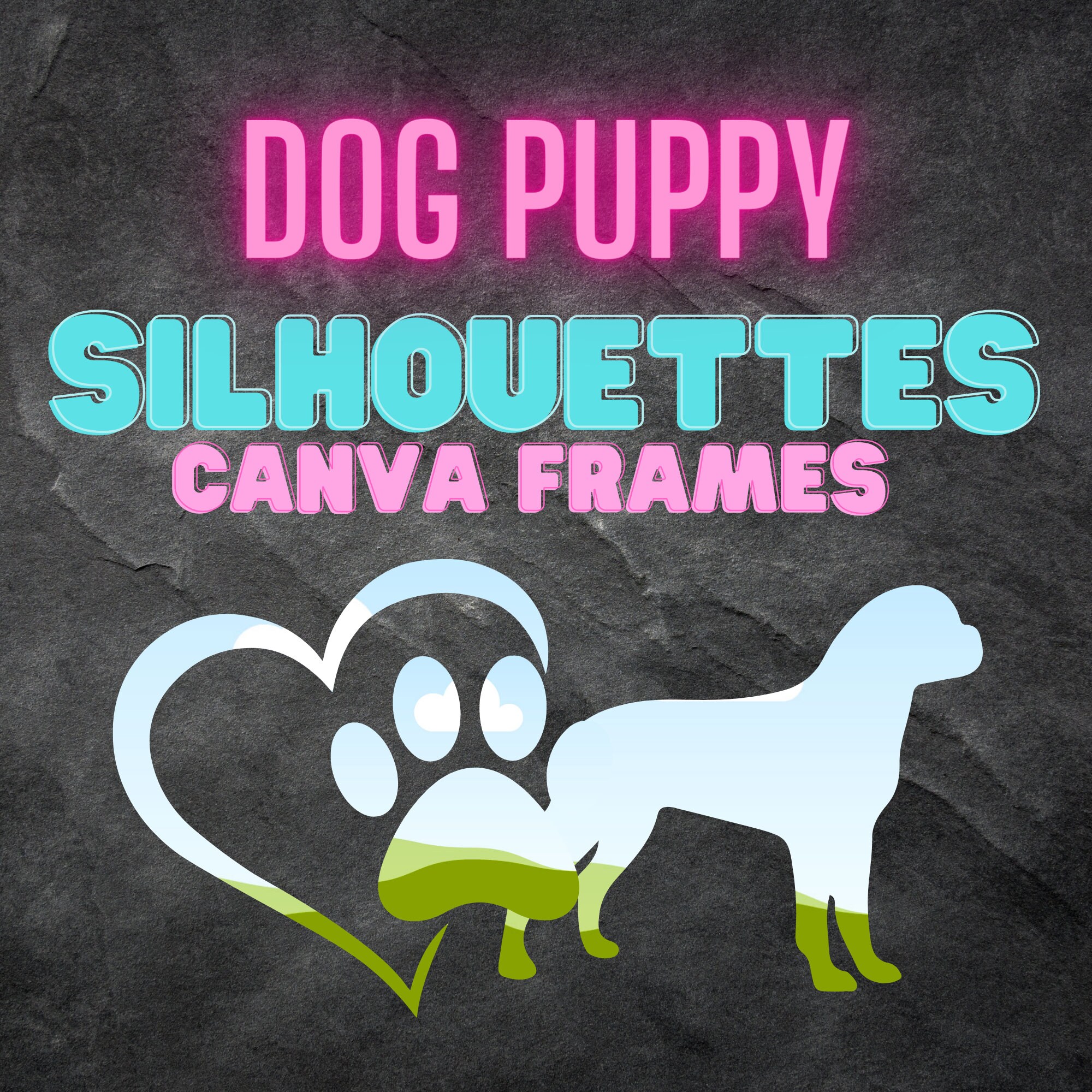 Dog Puppy Silhouettes Canva Frames Bundle Drag and Drop - Etsy