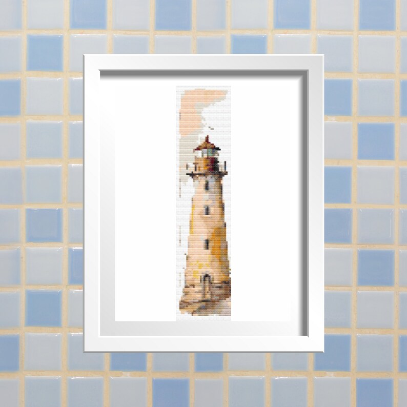 Ross Stitch Pattern Lighthouse, Bookmark Style Lighthouses, Color and ...