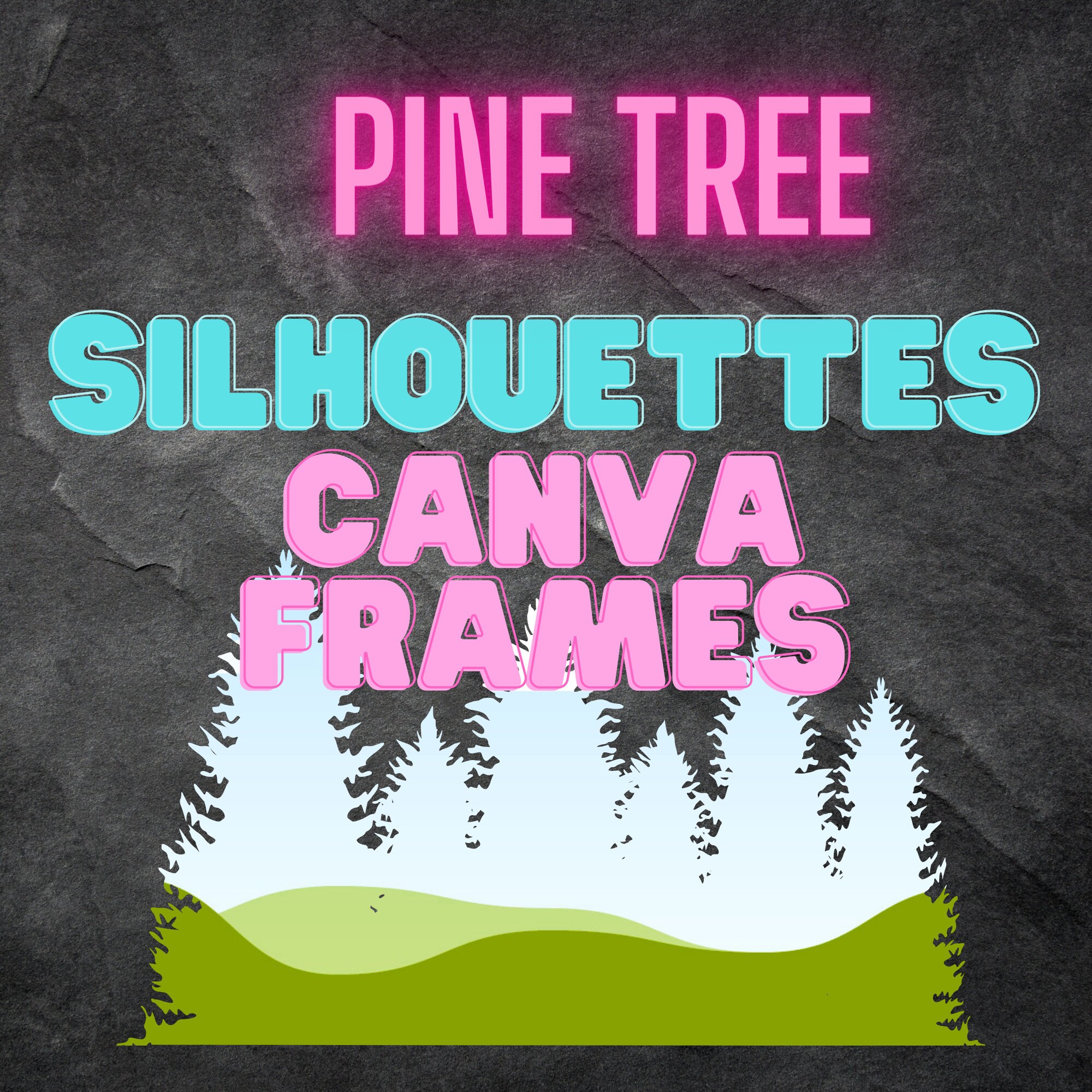 Beautiful Pine Tree Canva Frames Bundle Drag and Drop Season Editable ...