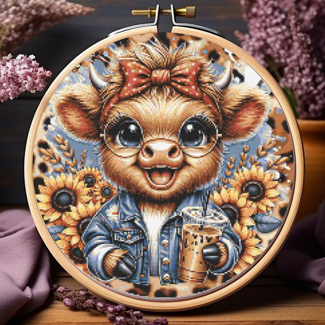 Cross Stitch Pattern Leopard Baby Highland Cow Cross Stitch Pattern ...