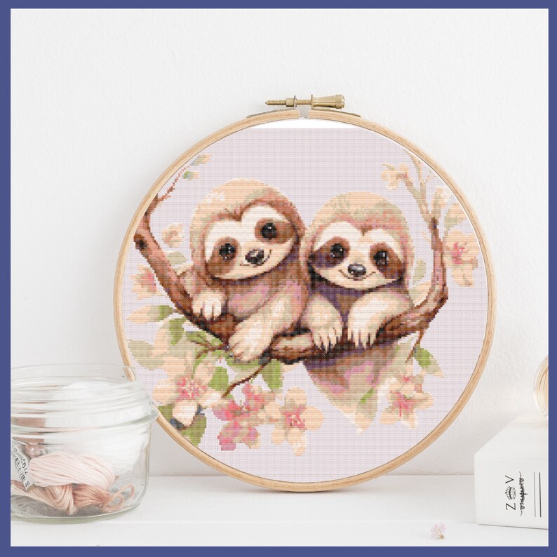 Cross Stitch Pattern - Cute Sloth - DIY Cross Stitch - Gift for the ...