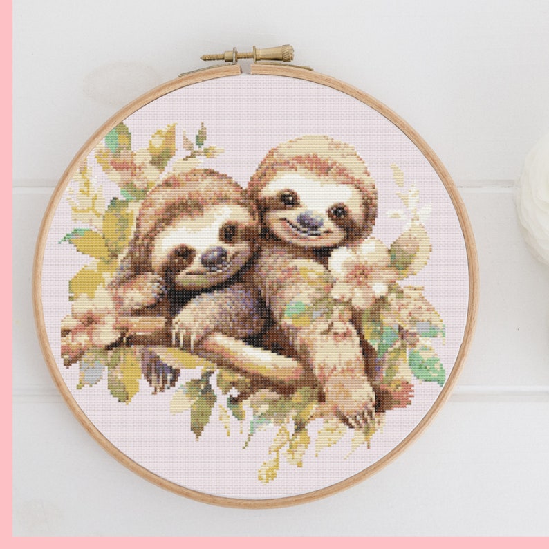 Cross Stitch Pattern Cute Sloth DIY Cross Stitch Gift for the Sloth ...