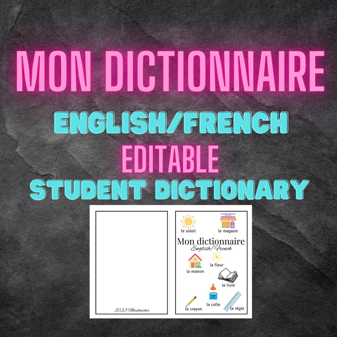 Mon Dictionnaire French Dictionary Editable Student Printable Canva ...