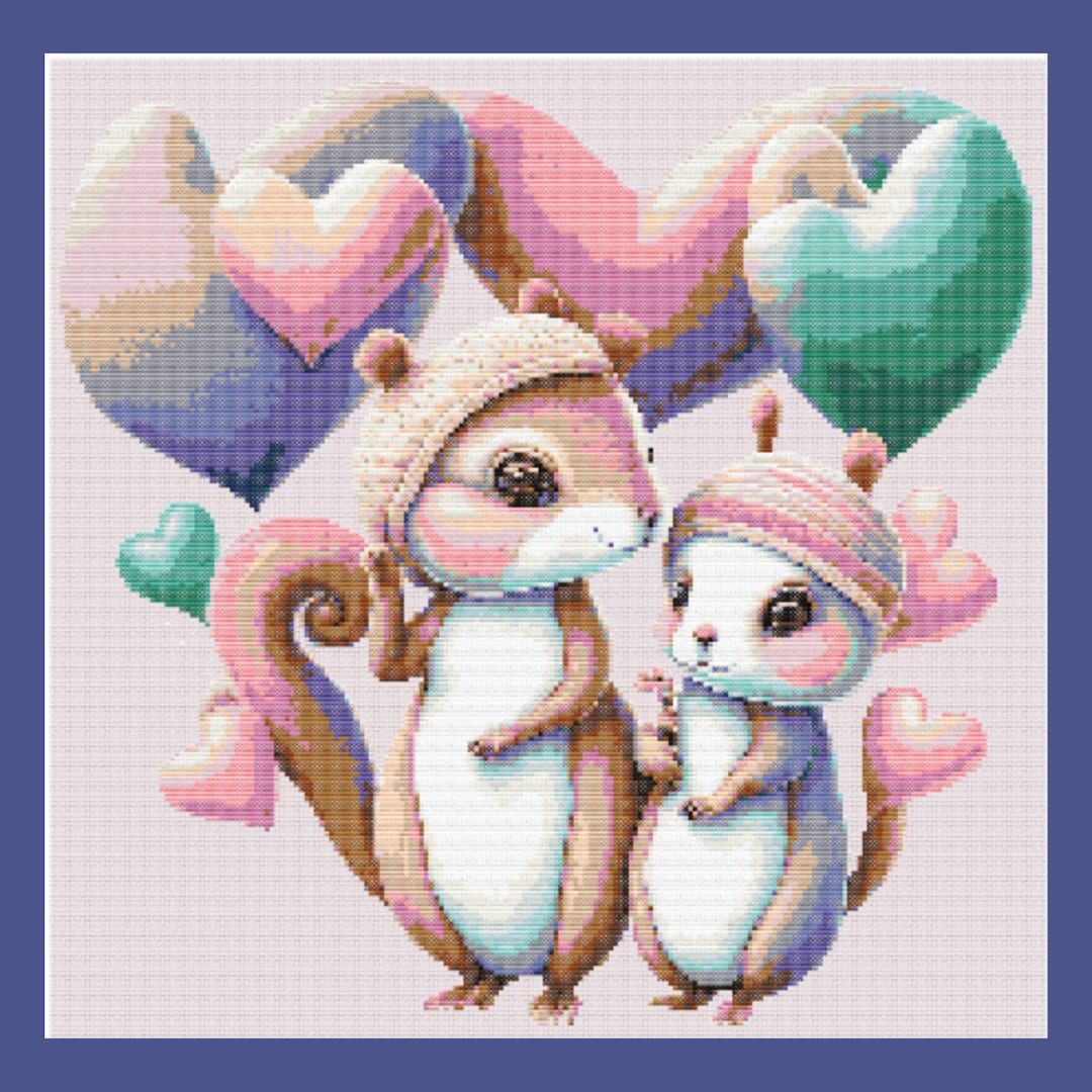 Cross Stitch Pattern - Valentine Squirrels - DIY Cross Stitch - Gift for the Squirrel Lover ...