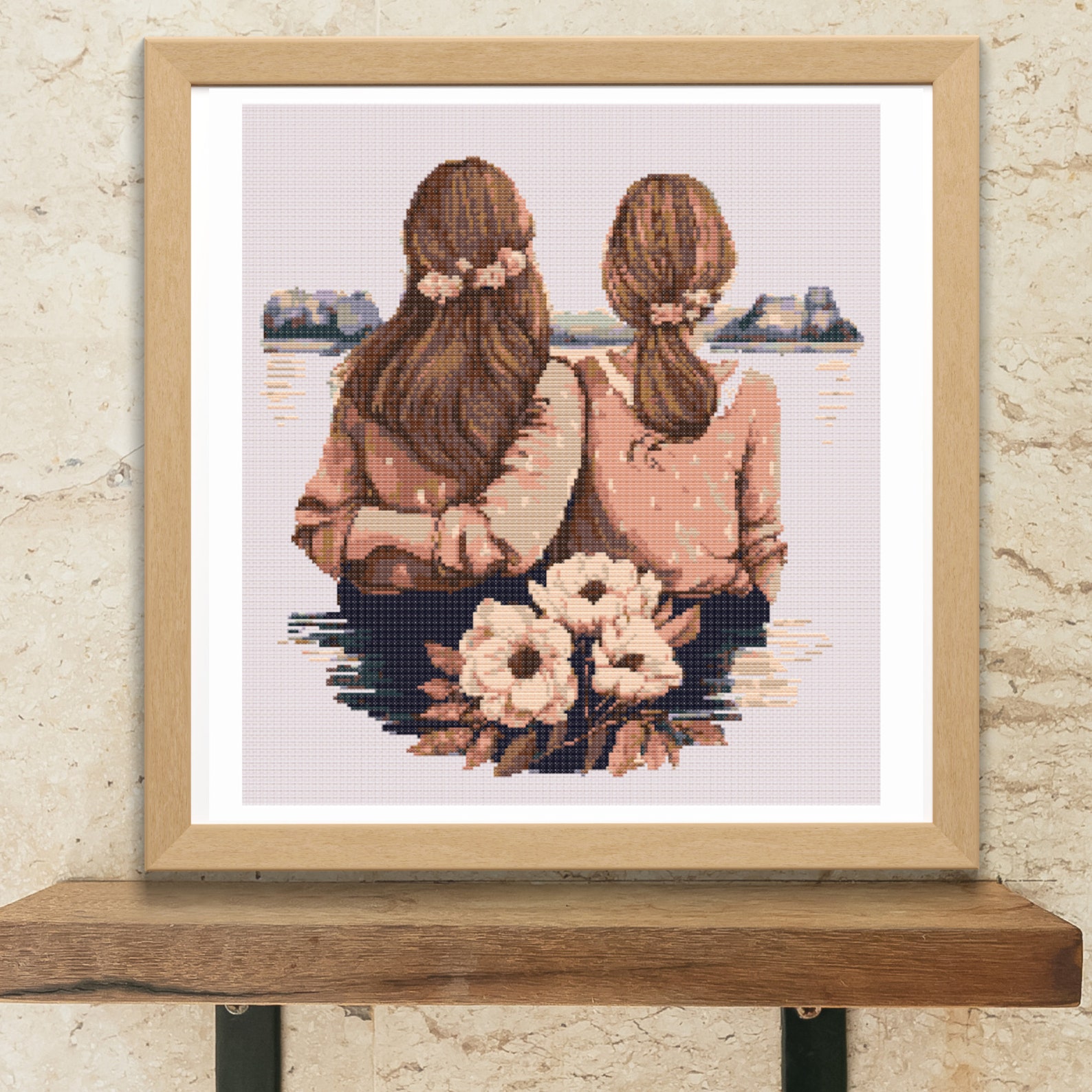 Mother Daughter Cross Stitch Pattern, Gift for Mom Daughter Little Girl ...