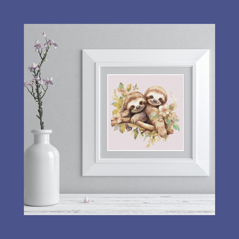 Cross Stitch Pattern Cute Sloth DIY Cross Stitch Gift for the Sloth ...