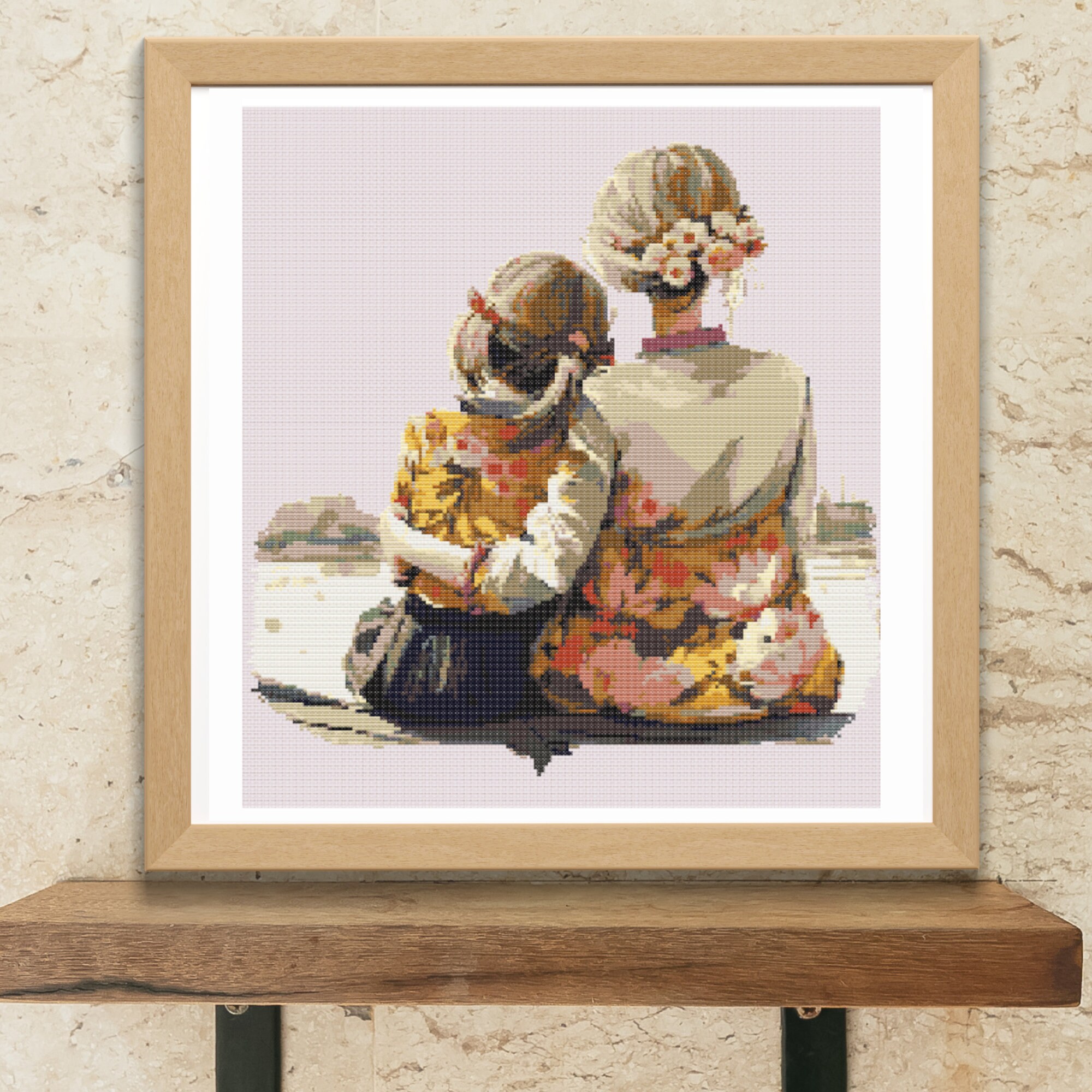 Mother Daughter Cross Stitch Pattern, Gift for Mom Daughter Little Girl ...