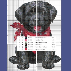 Cross Stitch Pattern - Black Labrador Retriever - DIY Cross Stitch ...