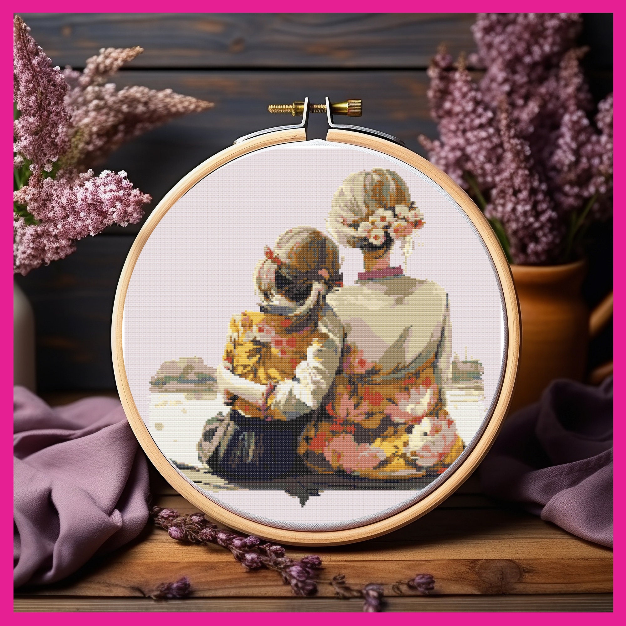 Cross Stitch Pattern Mother Daughter Cross Stitch Pattern, Gift for Mom ...