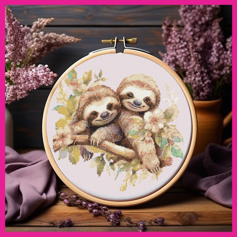 Cross Stitch Pattern Cute Sloth DIY Cross Stitch Gift for the Sloth ...