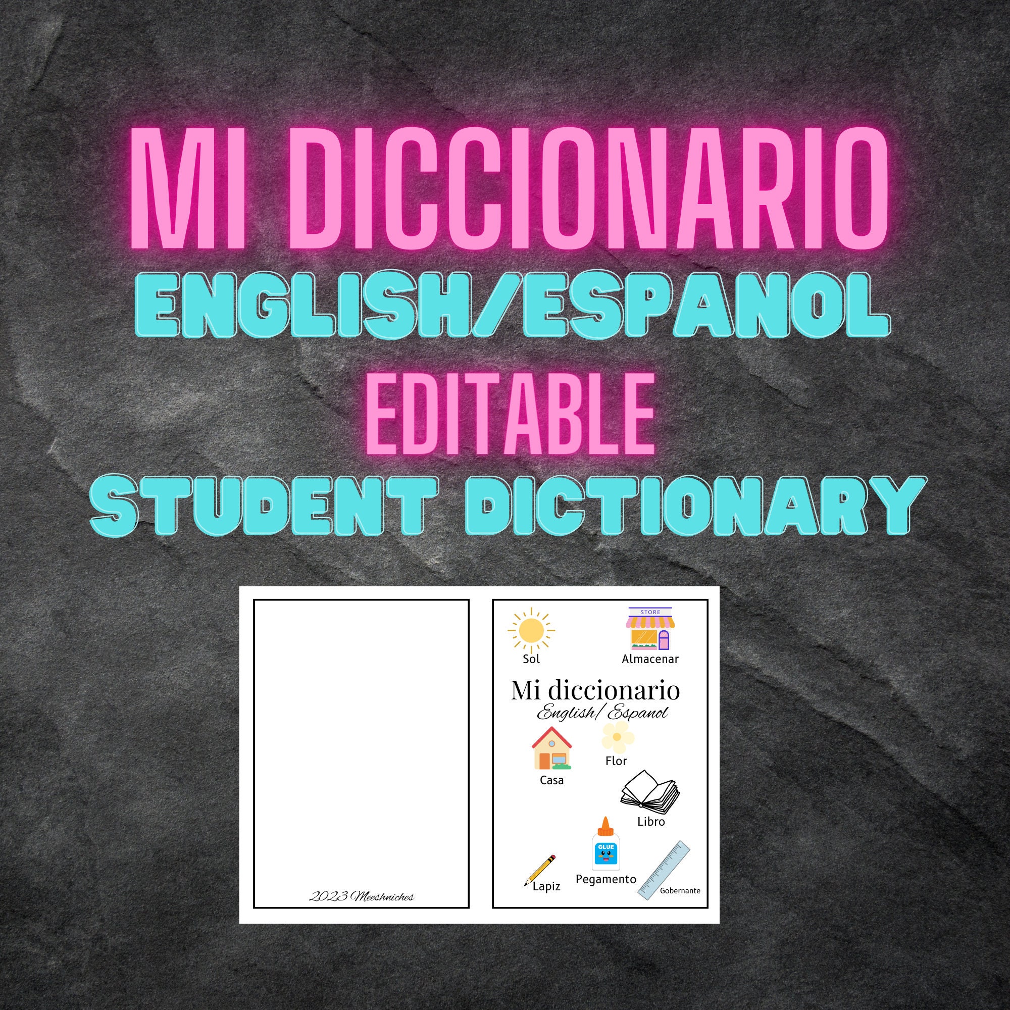 Dictionary Spanish Editable Student Printable Canva Template Teacher ...