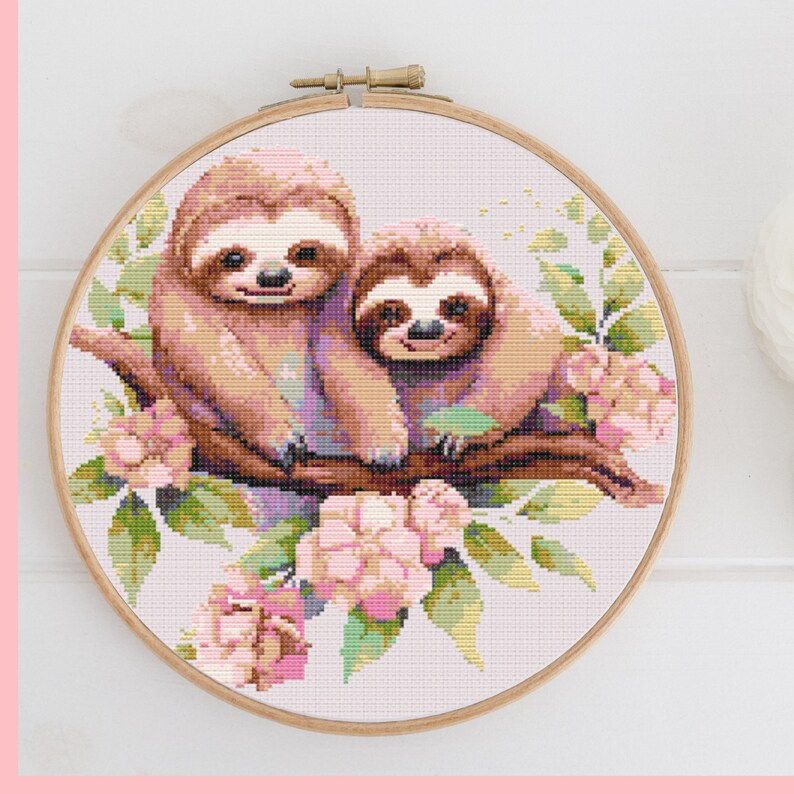 Cross Stitch Pattern Cute Sloth DIY Cross Stitch Gift for the Sloth ...