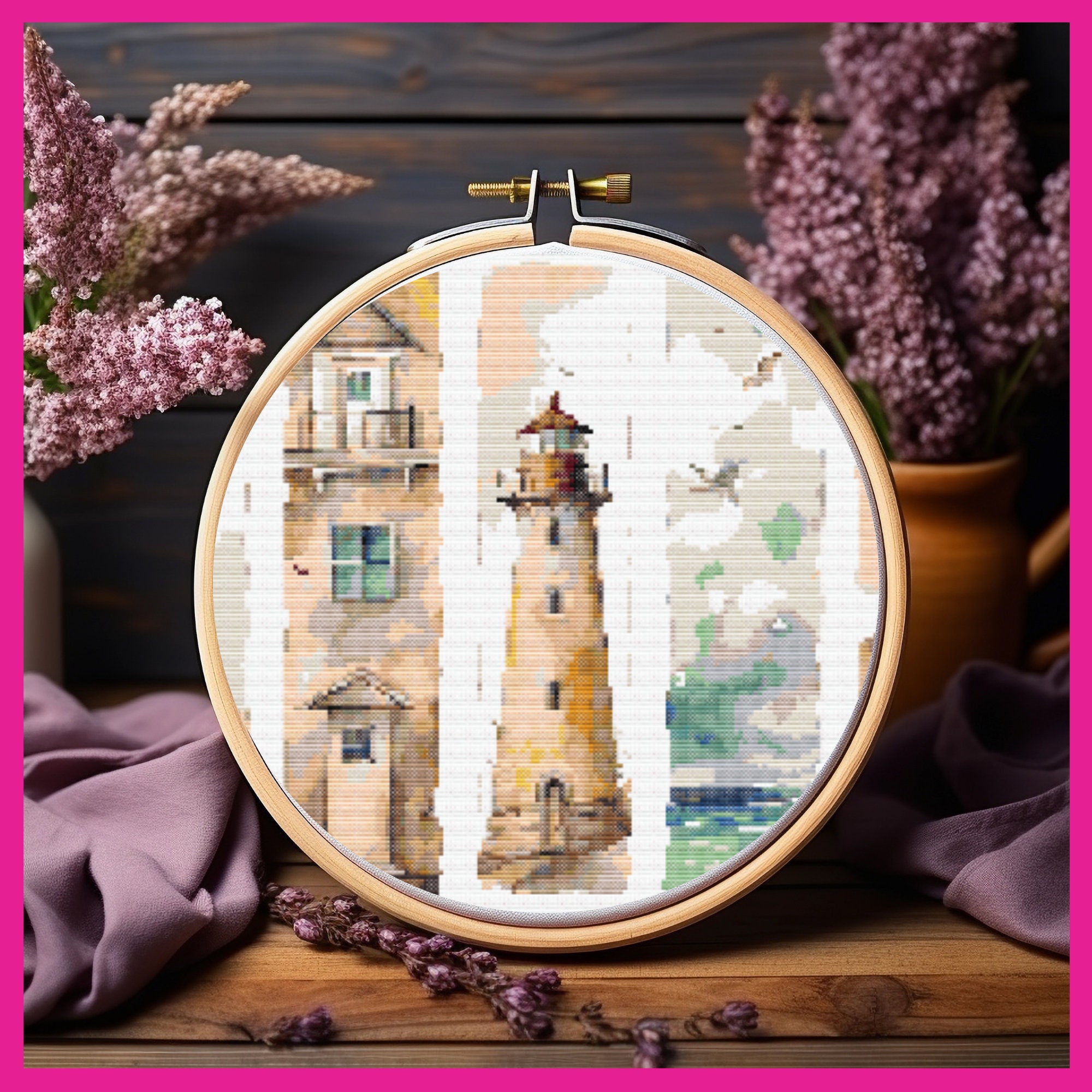 Ross Stitch Pattern Lighthouse, Bookmark Style Lighthouses, Color and ...