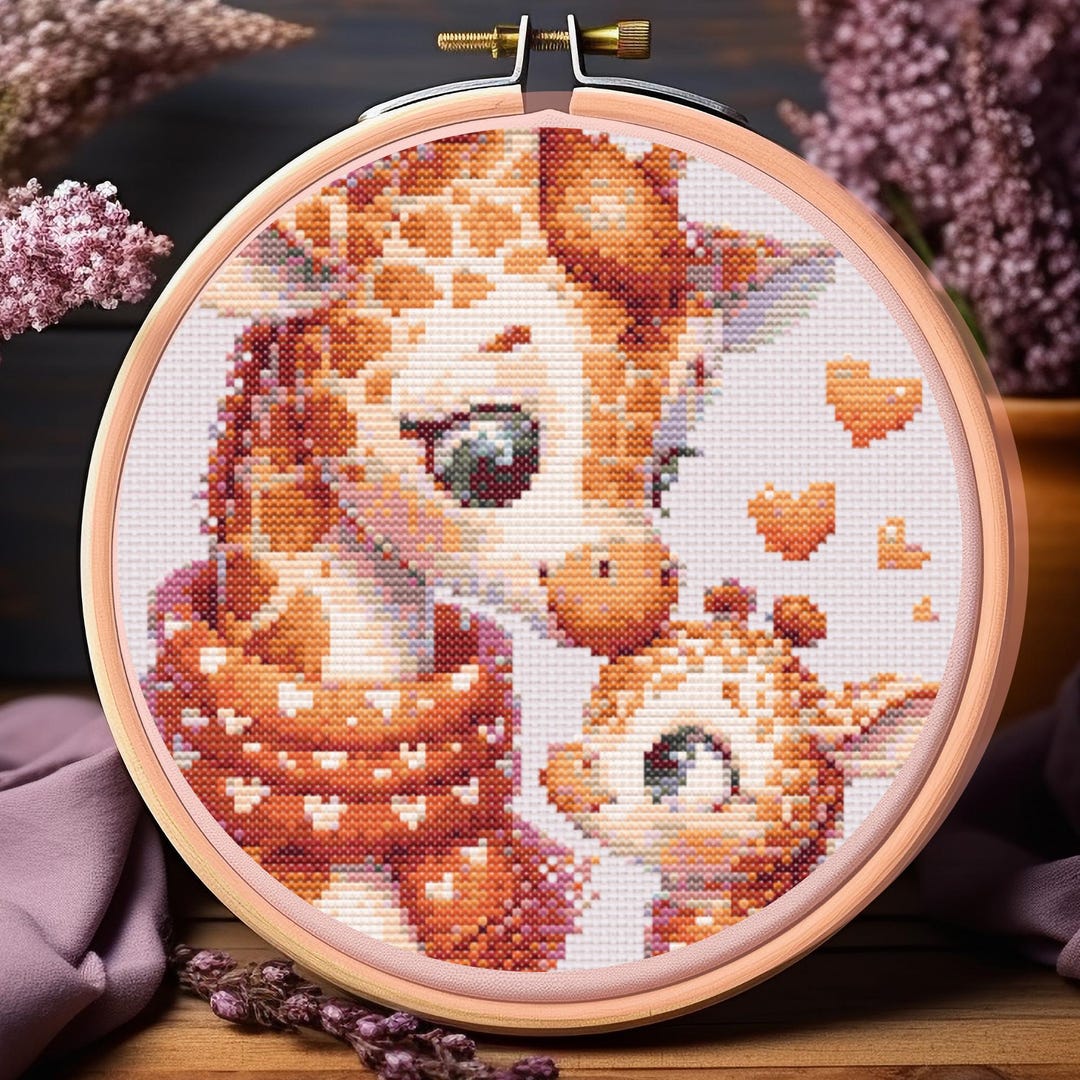 Cross Stitch Pattern - Mommy Giraffe and Baby Cross Stitch Pattern ...