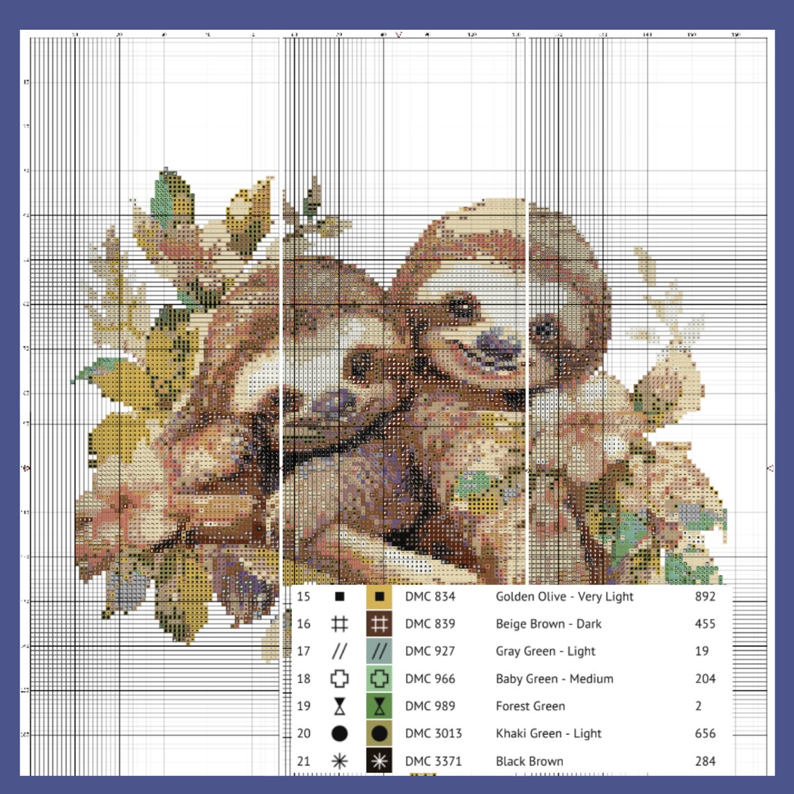 Cross Stitch Pattern - Cute Sloth - DIY Cross Stitch - Gift for the ...
