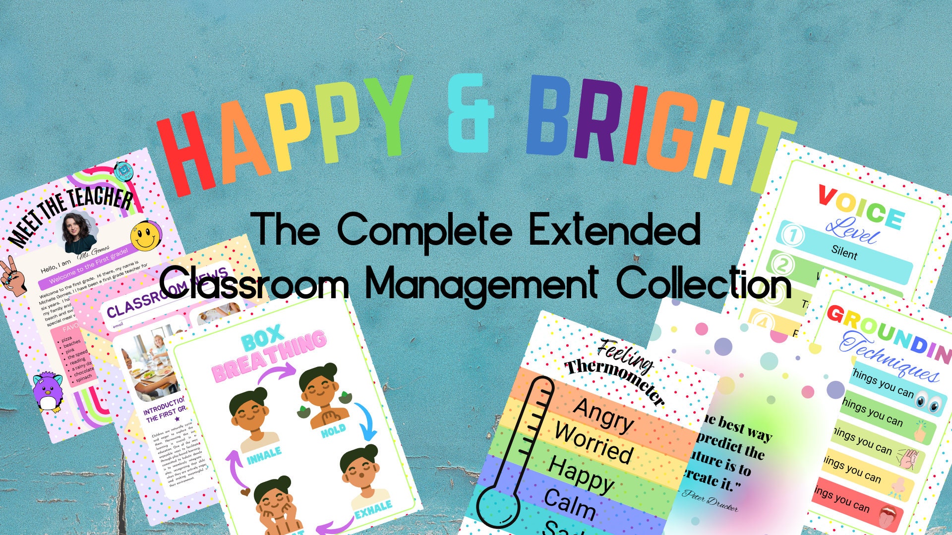 Editable Classroom Management Printable Bundle Happy and Bright ...