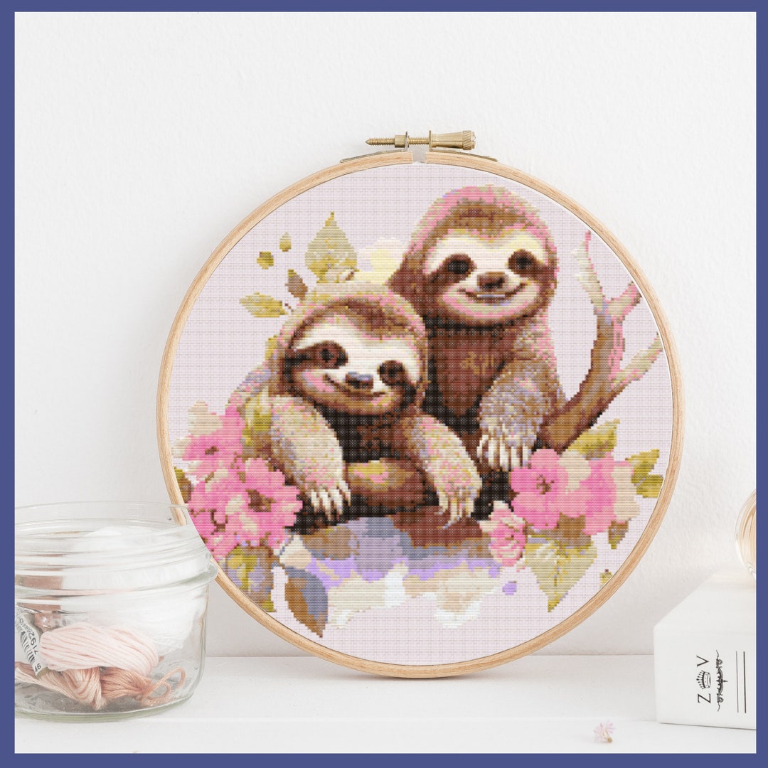 Cross Stitch Pattern - Cute Sloth - DIY Cross Stitch - Gift for the ...