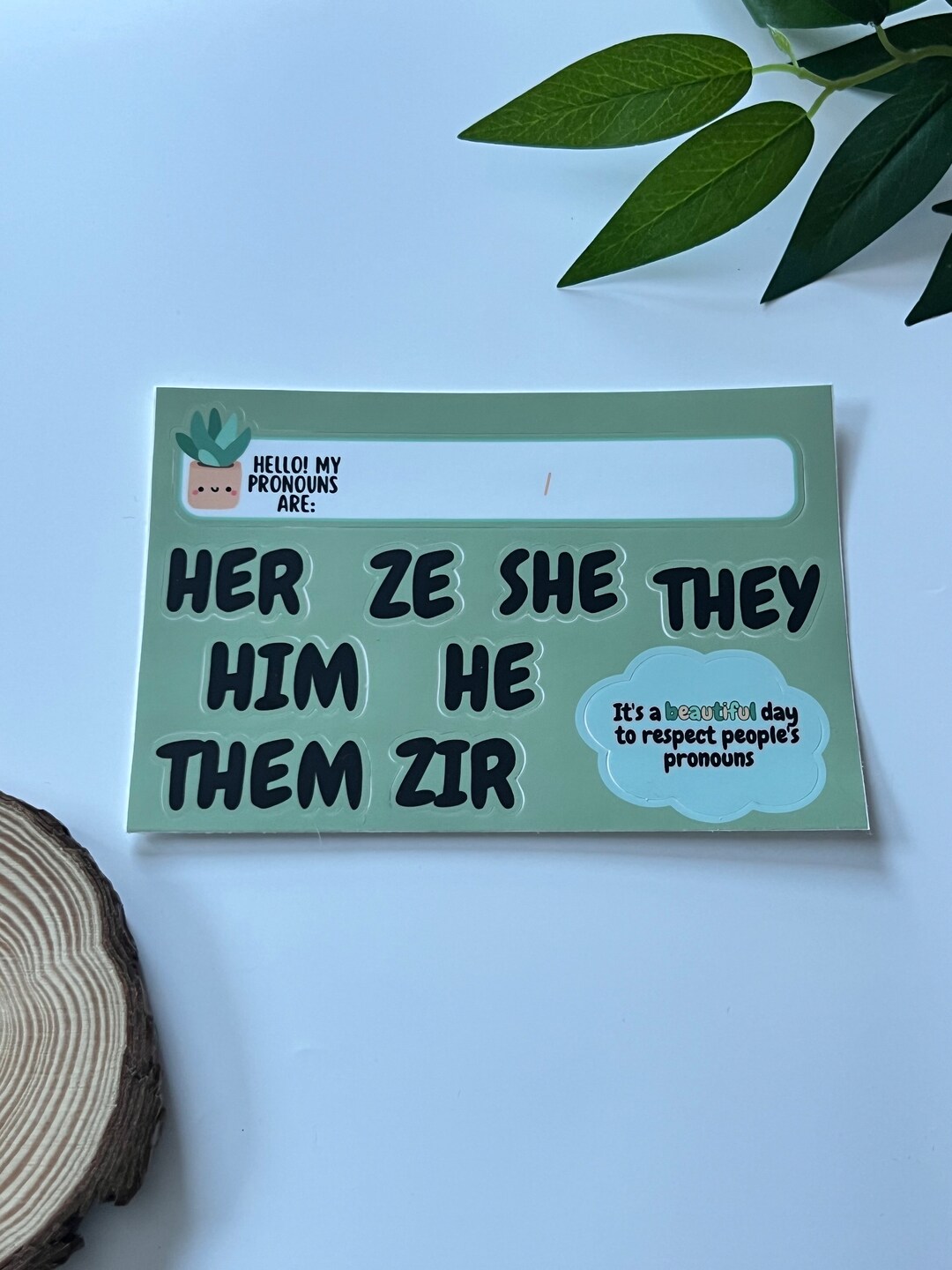Hello My Pronouns Are Sticker Sheet Vinyl Sticker Sheet Pronoun ...