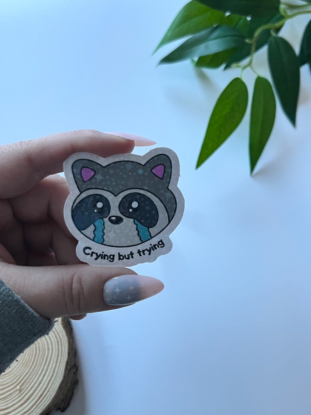 Crying but Trying Vinyl Sticker - Etsy