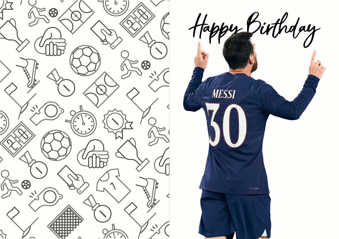 Messi Birthday Card Instant Download Messi Card for Birthday - Etsy