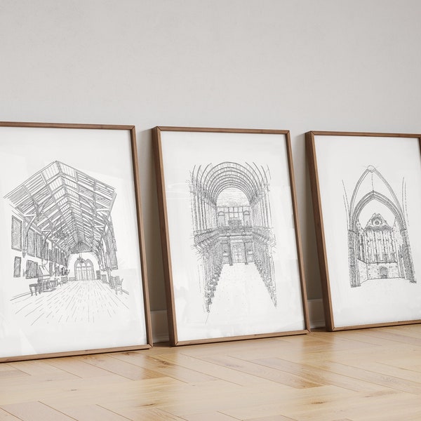 Triptych Architecture Art - Etsy