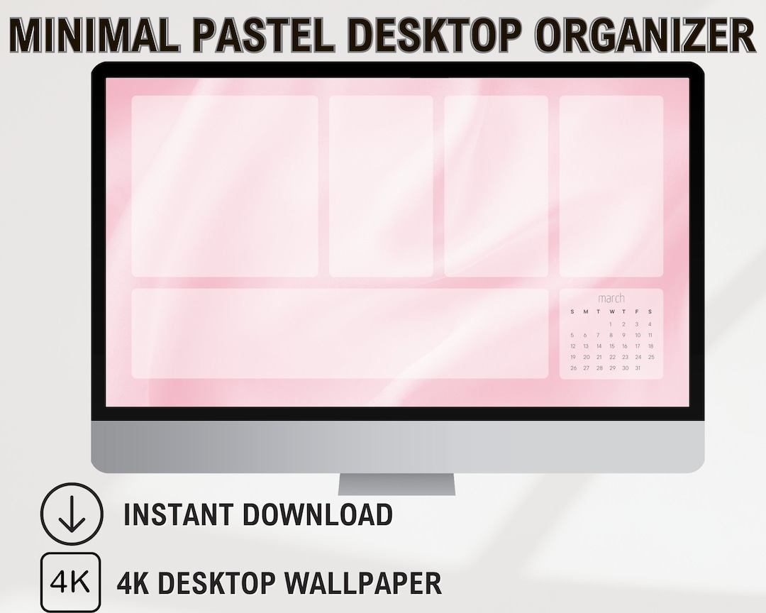 Pastel Pink Desktop Organizer Gradient Pink Desktop Wallpaper - Etsy