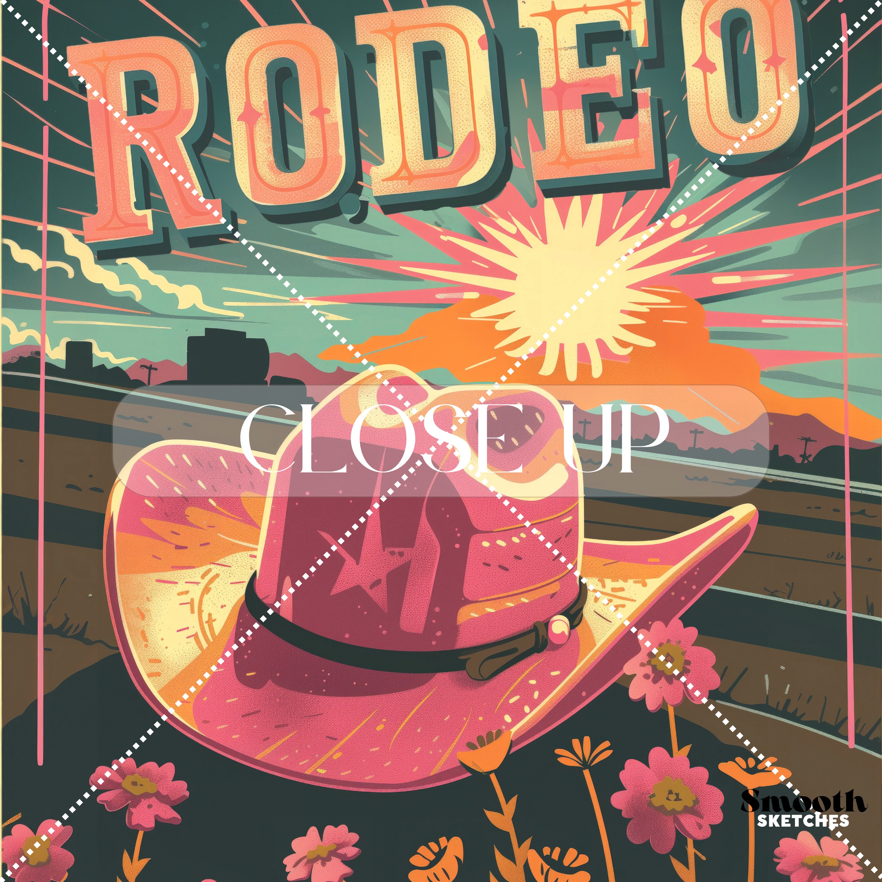 Pink Western Poster Pink Cowgirl Poster Retro Apartment Decor Pink ...