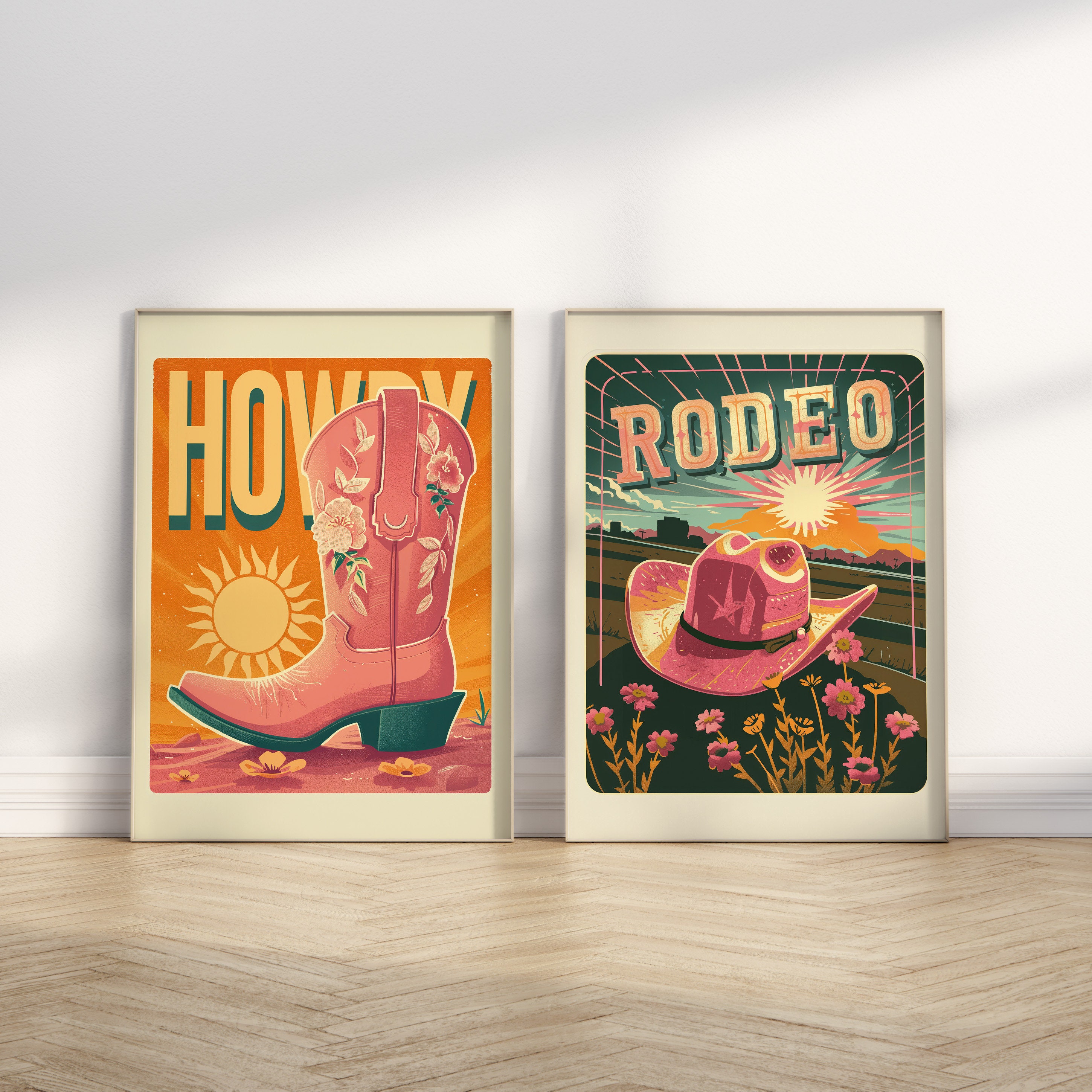 Pink Western Poster Pink Cowgirl Poster Retro Apartment Decor Pink ...