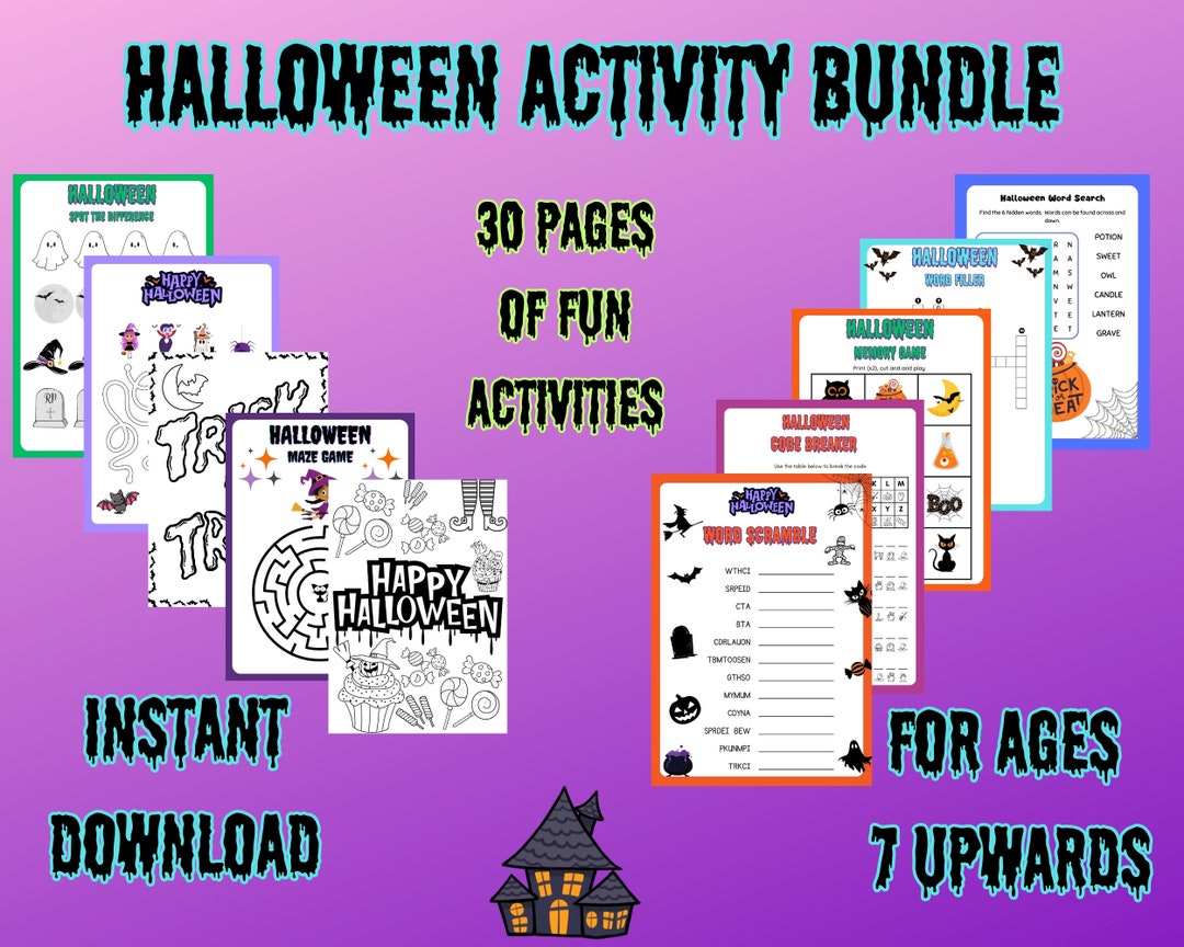 Halloween Party Games Kids, Printable Games Bundle for a Kids Halloween ...