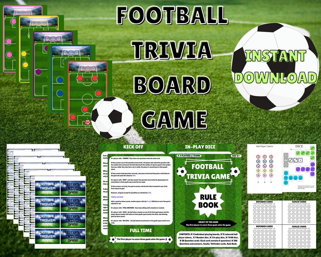 Football/soccer Trivia Board Game, Instant Download, Party Game ...