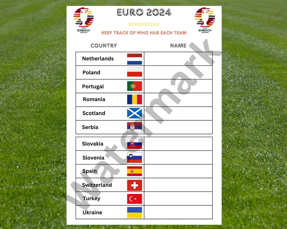 Euro 2024 Sweepstake Game, Football Sweepstake, Digital Download, PDF ...
