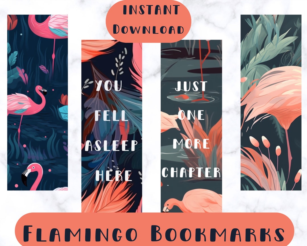 Flamingo Bookmarks, Digital Instant Download, Printable Bookmarks, Book ...