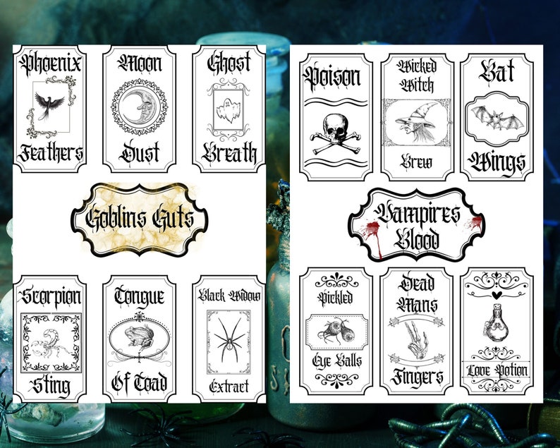 Halloween Printable Bottle Labels, Potion, Apothecary, Witch, Halloween ...