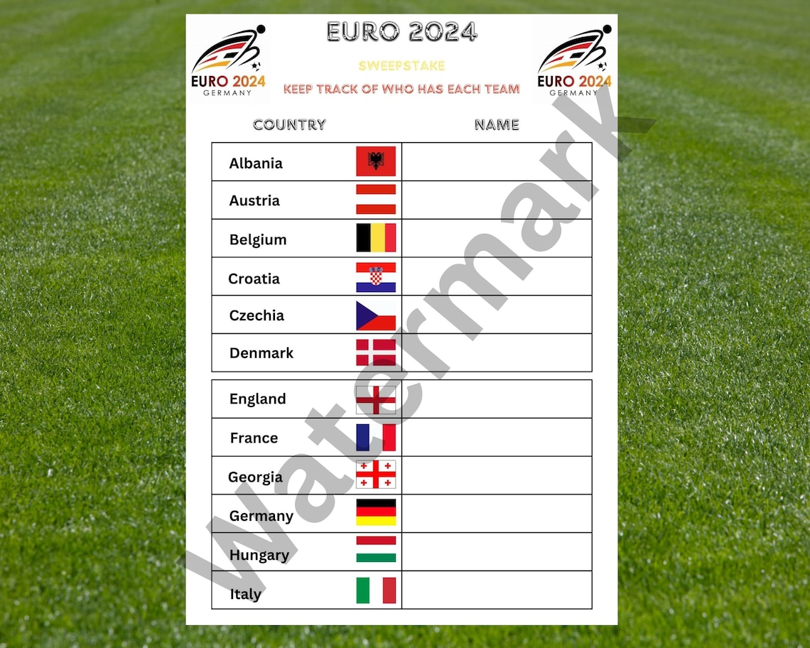 Euro 2024 Sweepstake Game, Football Sweepstake, Digital Download, PDF ...