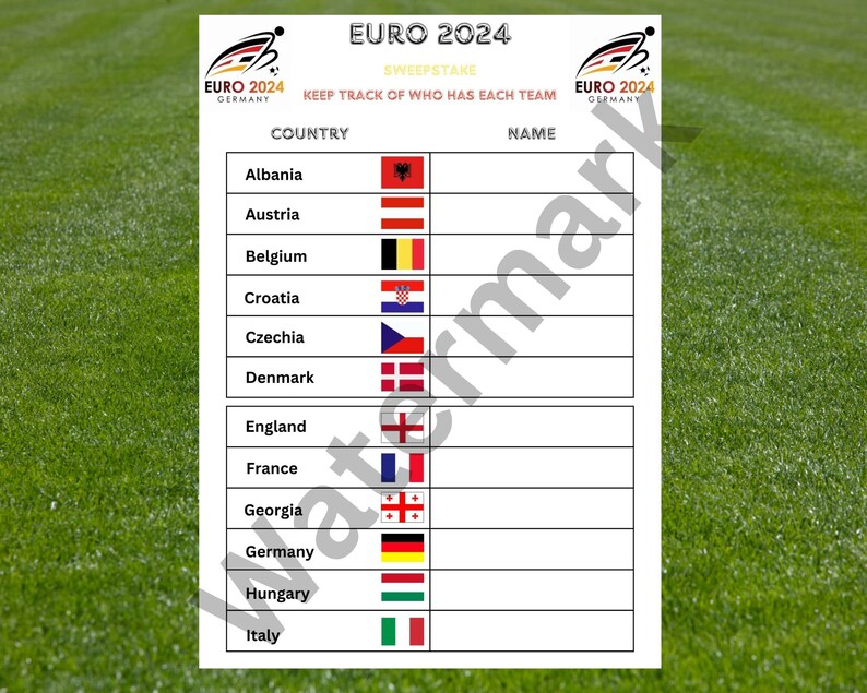 Euro 2024 Sweepstake Game, Football Sweepstake, Digital Download, PDF ...