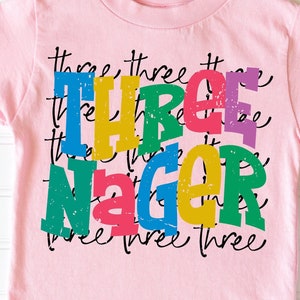 Retro Threenager Third Birthday Png, Girl Boy 3rd Birthday Shirt, Toddler Three Nager Digital ...