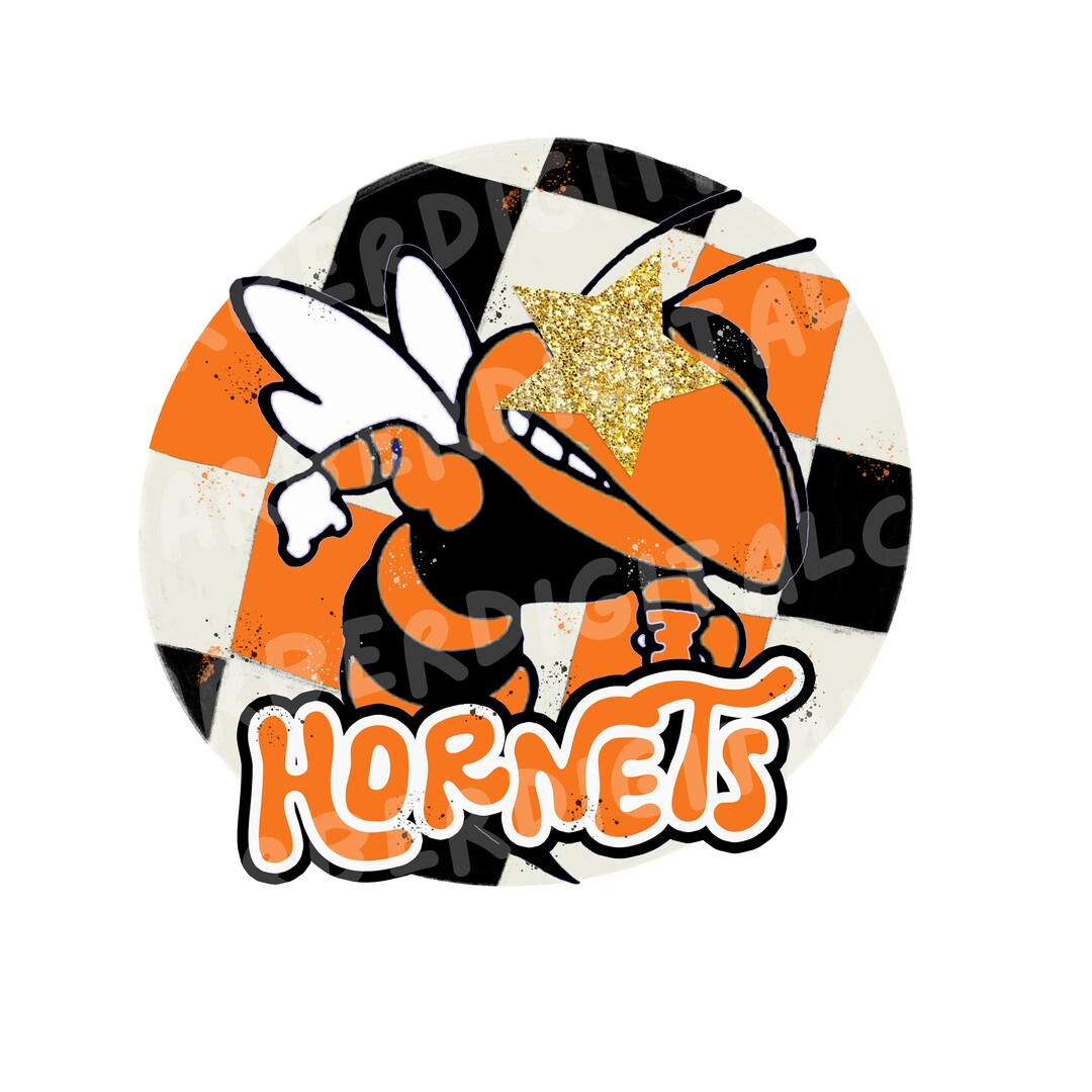 Hornets Preppy Custom School Mascot Sublimation Design, Black and ...
