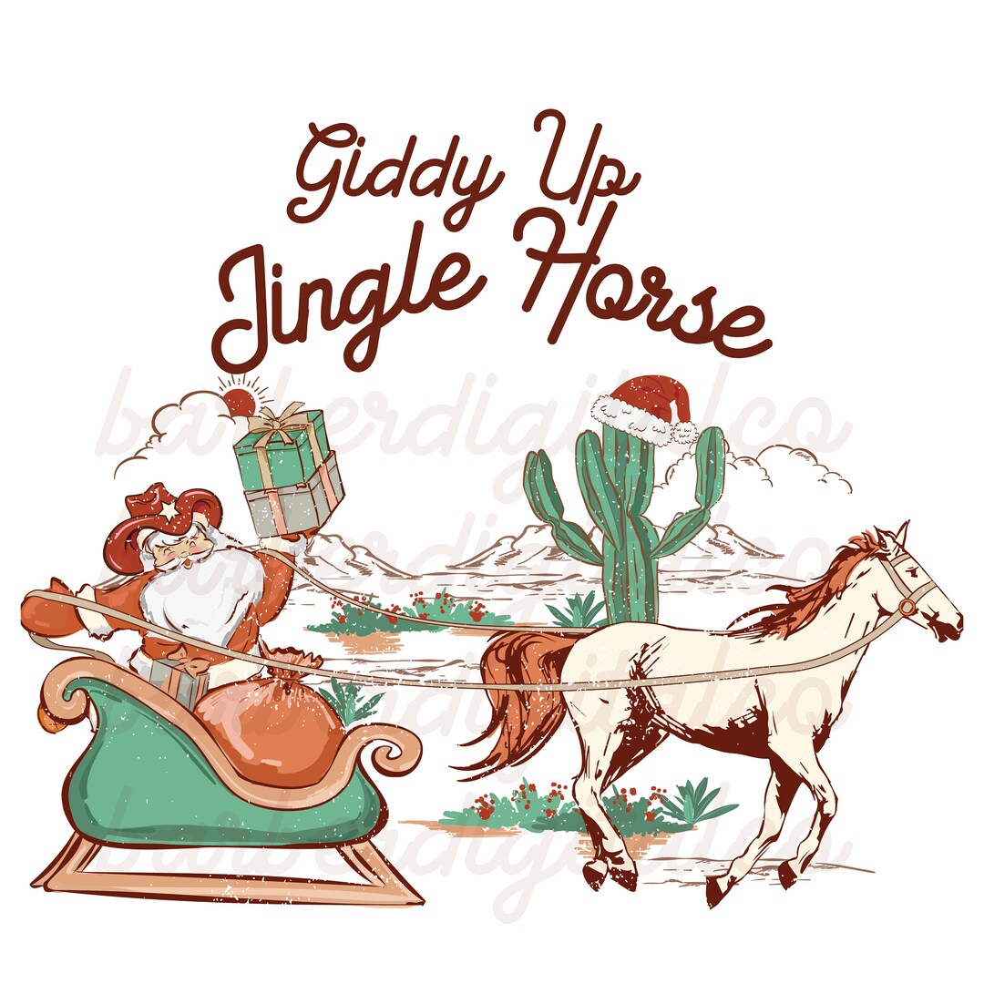 Giddy up Jingle Horse Western Cowboy Santa Shirt Design PNG, Cute ...